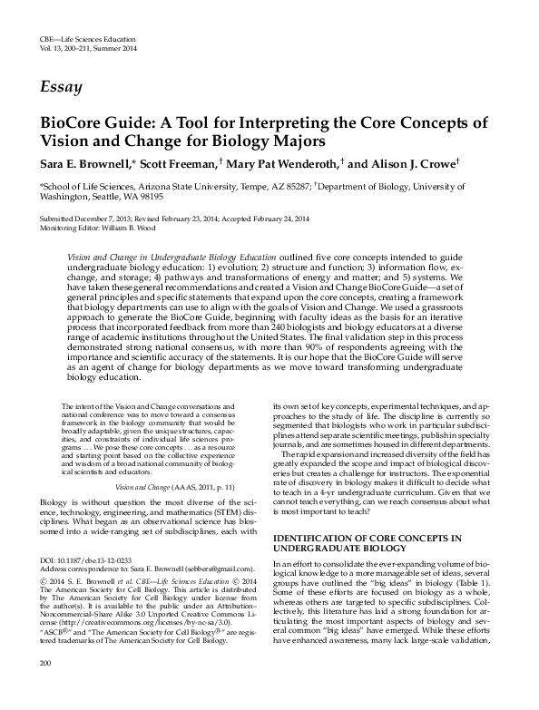 (PDF) BioCore Guide: A Tool for Interpreting the Core Concepts of ...