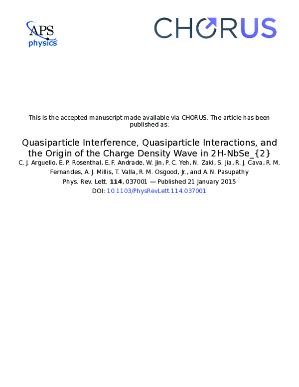 (PDF) Quasiparticle Interference, Quasiparticle Interactions, and the Origin of the Charge ...