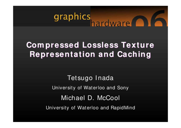 (PDF) Compressed lossless texture representation and caching