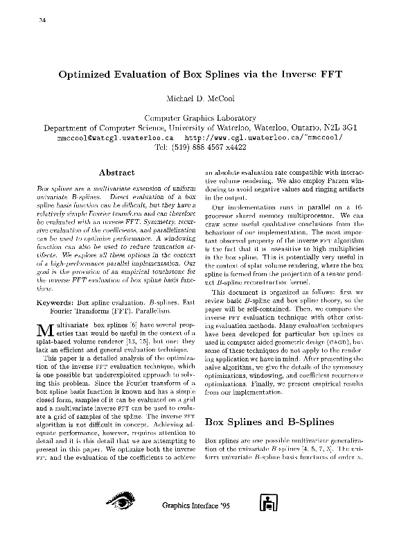 (PDF) Optimised Evaluation of Box Splines via the Inverse fft