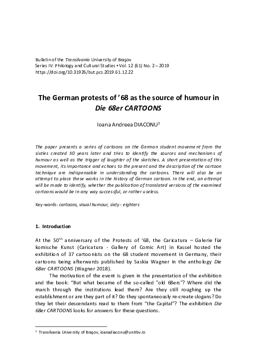 (PDF) The German protests of 68 as the source of humour in “die 68er ...