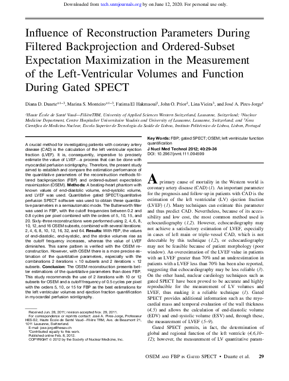 Pdf Influence Of Reconstruction Parameters During Filtered