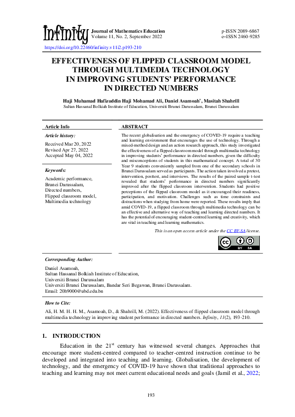 (PDF) Effectiveness of Flipped Classroom Model Through Multimedia Technology in Improving ...