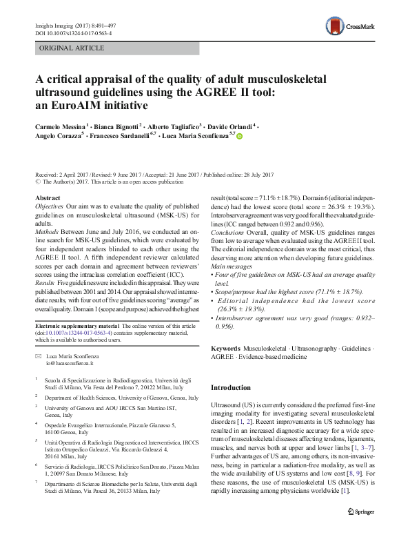 (PDF) A critical appraisal of the quality of adult musculoskeletal ...