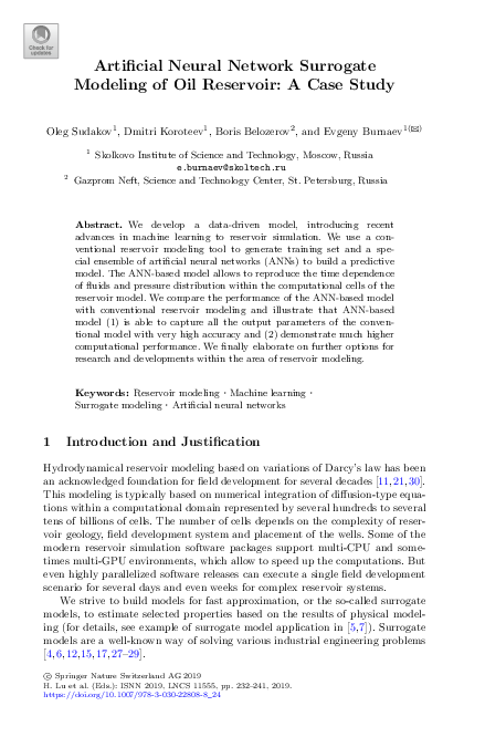 (PDF) Artificial Neural Network Surrogate Modeling of Oil Reservoir: A Case Study
