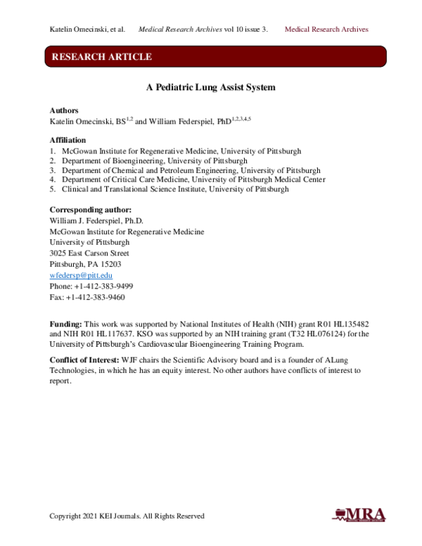 (PDF) A Pediatric Lung Assist System