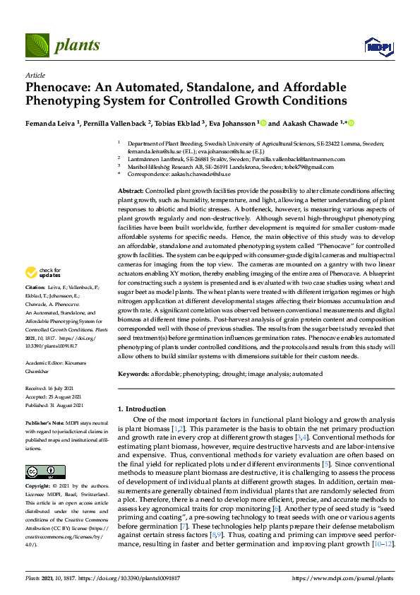 (PDF) Phenocave: An Automated, Standalone, and Affordable Phenotyping System for Controlled ...