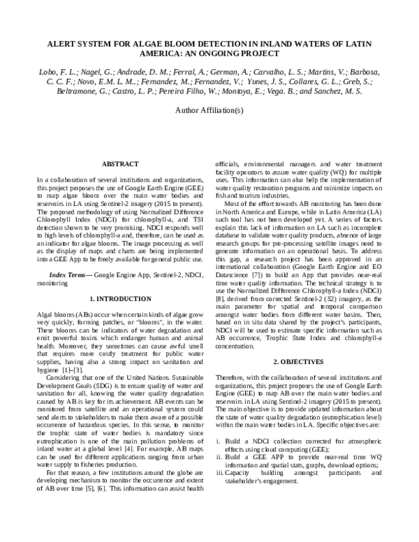 (PDF) Alert System for Algae Bloom Detection in Inland Waters of Latin ...