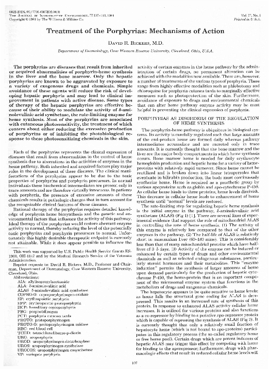 (PDF) Treatment of the Porphyrias: Mechanisms of Action
