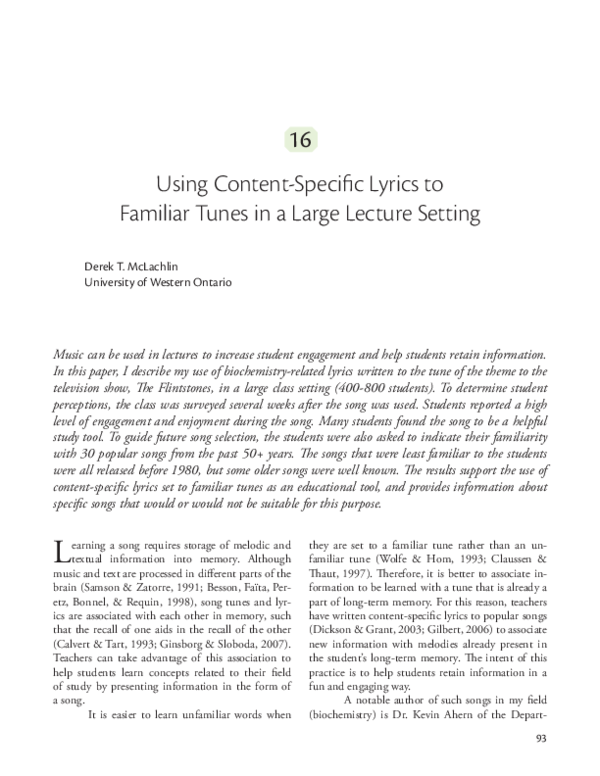 (PDF) 16. Using Content-Specific Lyrics to Familiar Tunes in a Large ...
