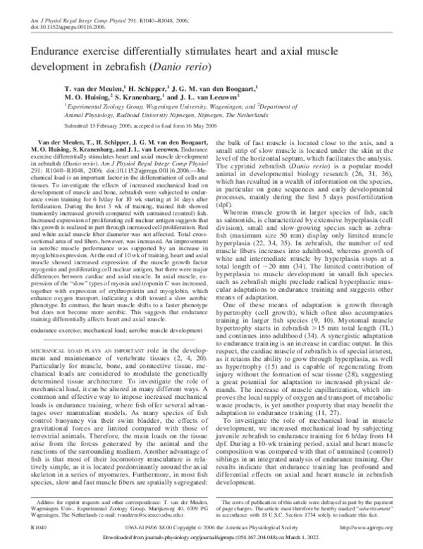 (PDF) Endurance exercise differentially stimulates heart and axial ...
