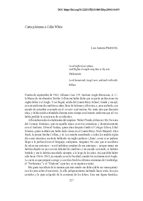 (PDF) Carta póstuma a Colin White