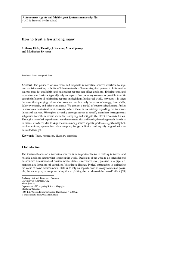 (PDF) How to trust a few among many
