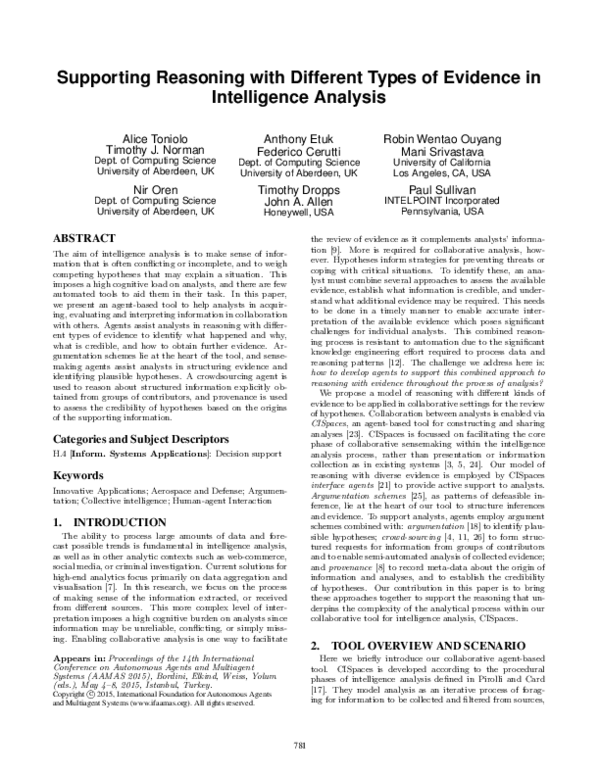 (PDF) Supporting Reasoning with Different Types of Evidence in ...