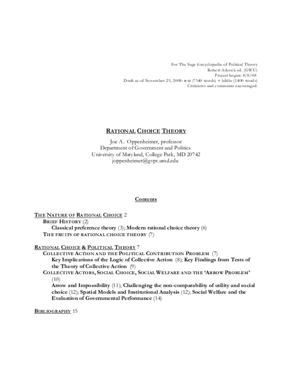 (PDF) Rational Choice Theory