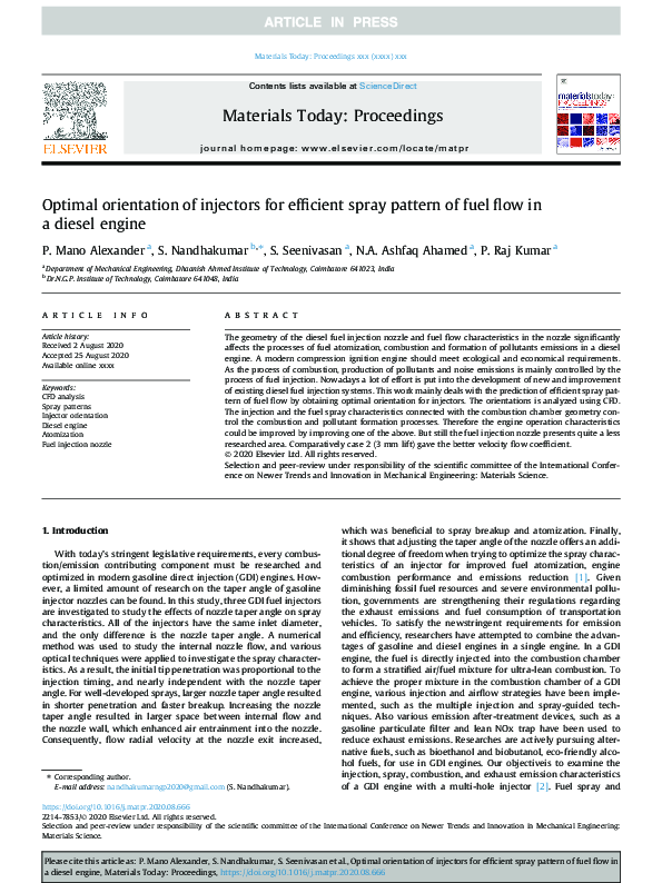 (PDF) Optimal orientation of injectors for efficient spray pattern of ...