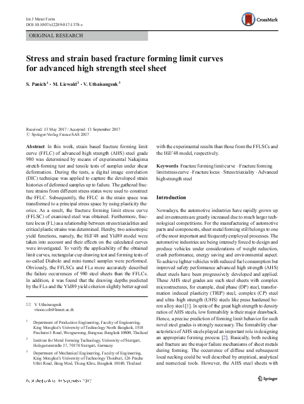 (PDF) Stress and strain based fracture forming limit curves for ...