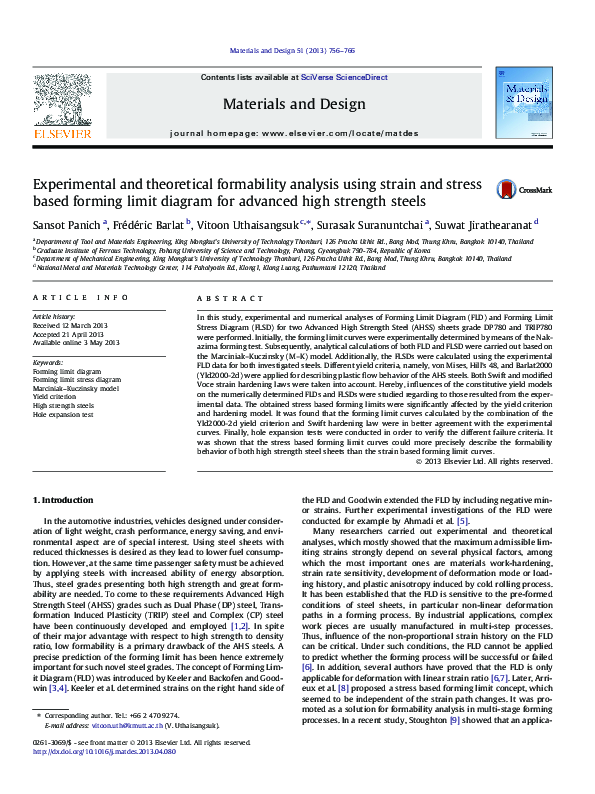(PDF) Experimental and theoretical formability analysis using strain ...