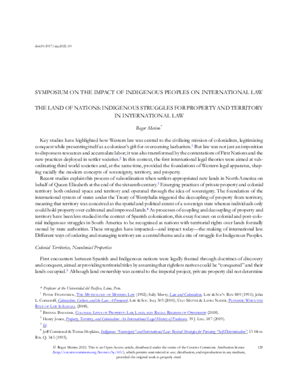 (PDF) The Land of Nations: Indigenous Struggles for Property and ...