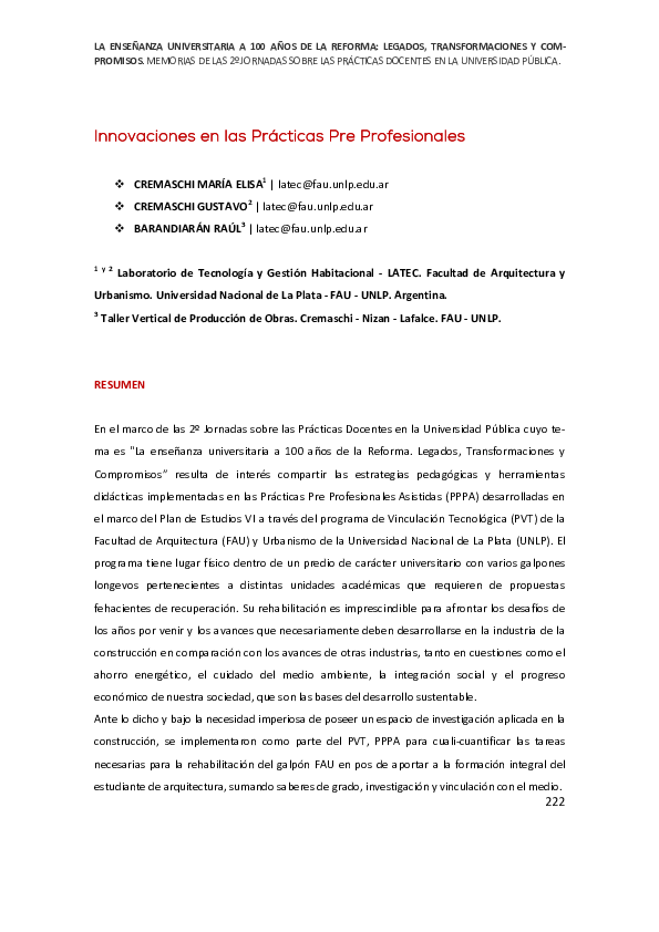 (PDF) Innovaciones en las prácticas pre profesionales