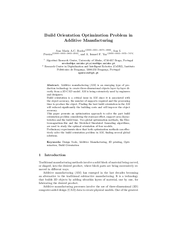 (PDF) Build Orientation Optimization Problem in Additive Manufacturing (PDF) Build Orientation Optimization Problem in Additive Manufacturing