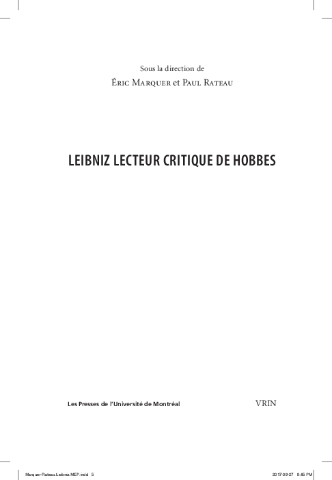 (PDF) Leibniz critique du nécessitarisme de Hobbes