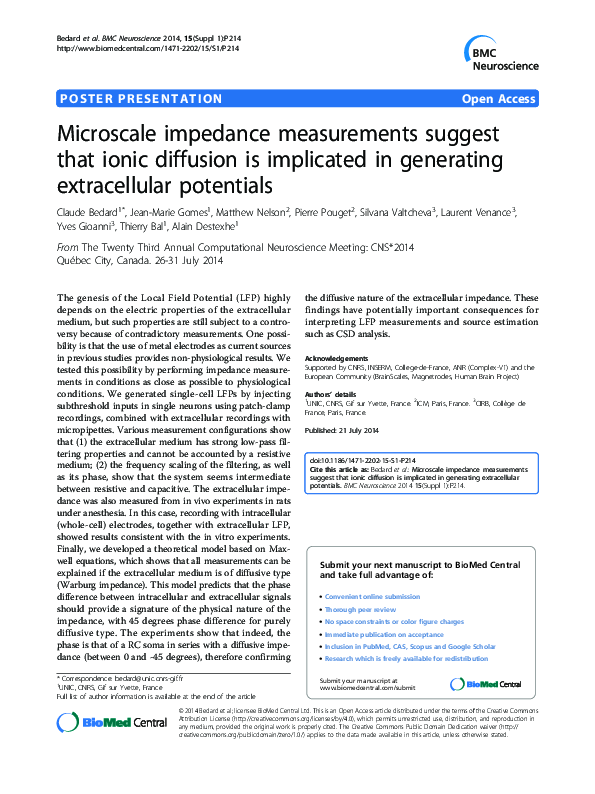 (PDF) Microscale impedance measurements suggest that ionic diffusion is implicated in generating ...