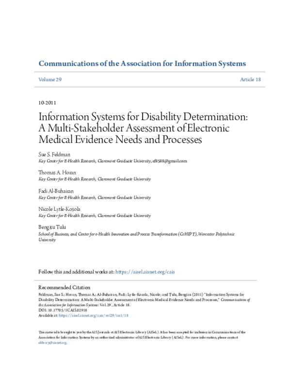(PDF) Information Systems for Disability Determination: A Multi ...