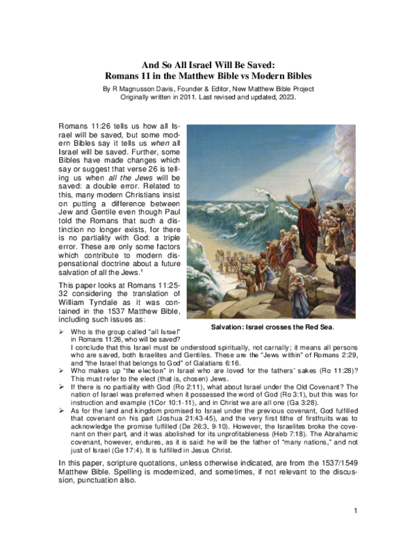 (PDF) And So All Israel Will Be Saved: Romans 11 in the Matthew Bible ...