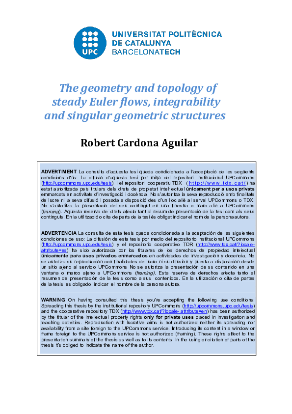 (PDF) The geometry and topology of steady Euler flows, integrability and singular geometric ...