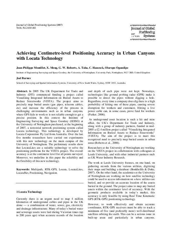 (PDF) Achieving Centimetre-level Positioning Accuracy in Urban Canyons ...