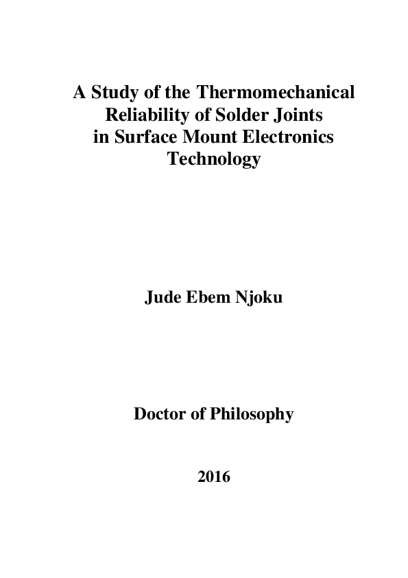 (PDF) A study of the thermomechanical reliability of solder joints in ...