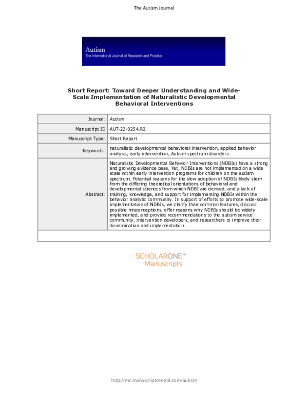 (PDF) Toward deeper understanding and wide-scale implementation of naturalistic developmental ...