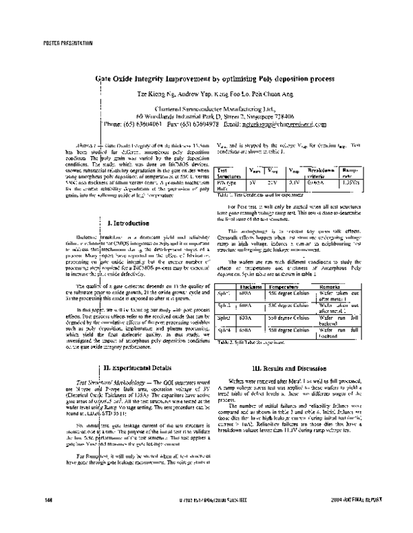 (PDF) Gate oxide integrity improvement by optimising poly deposition process | Fo Lo - Academia.edu
