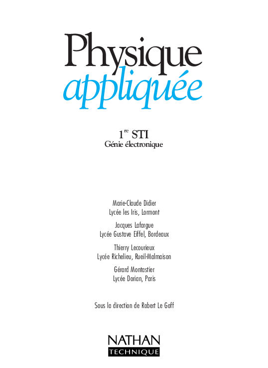 (PDF) Physique appliquée 1 re STI