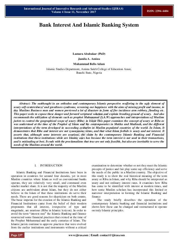 (PDF) Bank Interest And Islamic Banking System