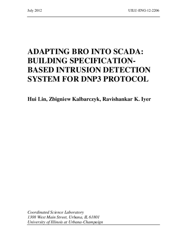 (PDF) Adapting Bro into SCADA