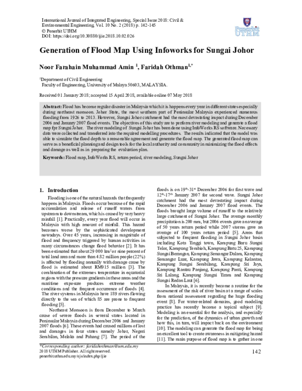 (PDF) Generation of Flood Map Using Infoworks for Sungai Johor