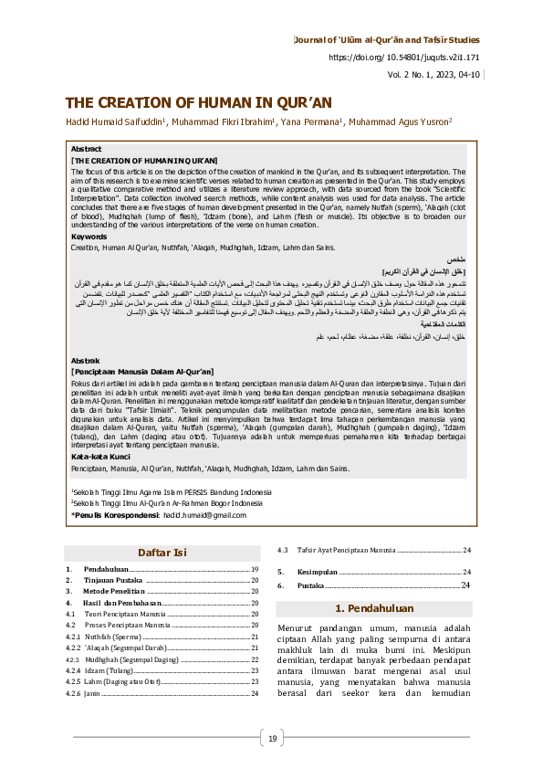 (PDF) Creation of Human in Qur’an