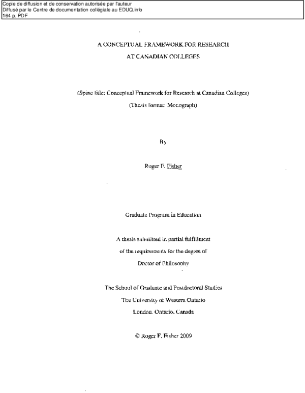 (PDF) A Conceptual Framework for Research at Canadian Colleges