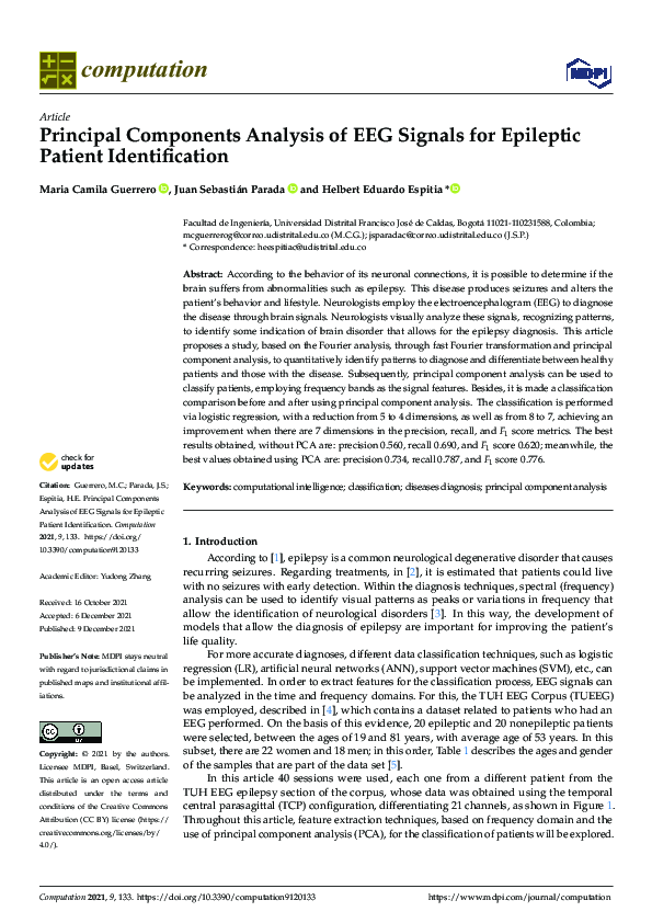(PDF) Principal Components Analysis of EEG Signals for Epileptic Patient Identification