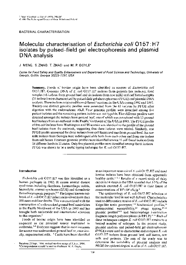(PDF) Molecular characterisation of Escherichia coli isolated from ...