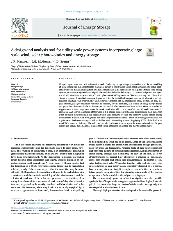 (PDF) A design and analysis tool for utility scale power systems ...