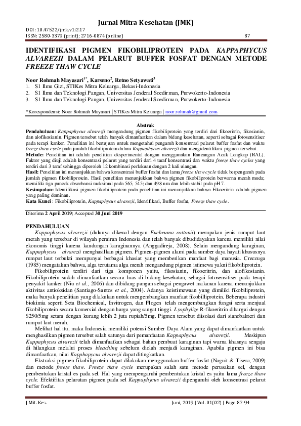 (PDF) Identifikasi Pigmen Fikobiliprotein Pada Kappaphycus Alvarezii ...
