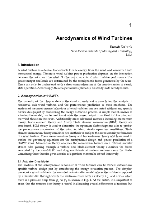 (PDF) Aerodynamics of Wind Turbines