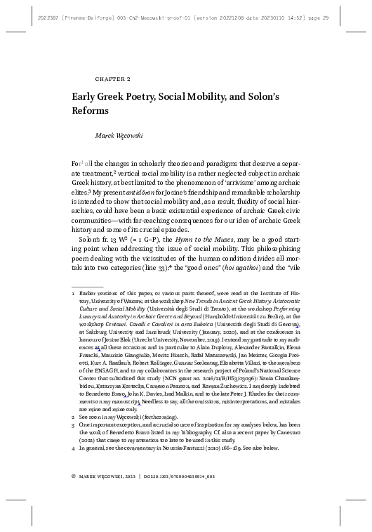(PDF) Early Greek Poetry, Social Mobility, and Solon's Reforms [FINAL ...
