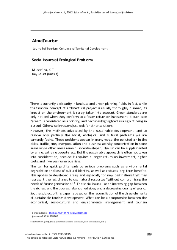 Pdf Social Issues Of Ecological Problems