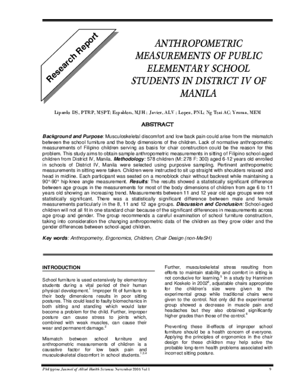 (PDF) Anthropometric Measurements of Public Elementary School Students ...