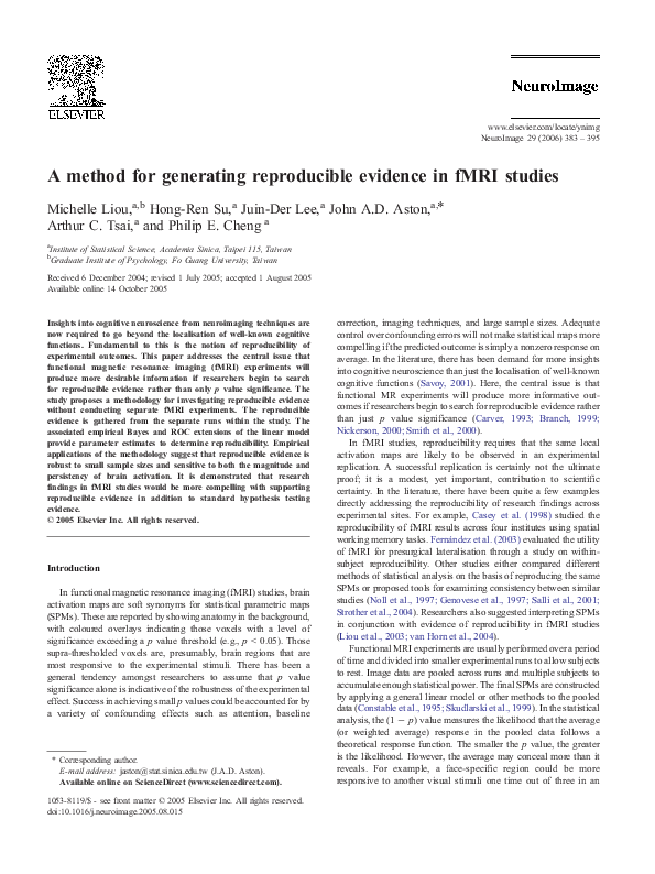 (PDF) A method for generating reproducible evidence in fMRI studies