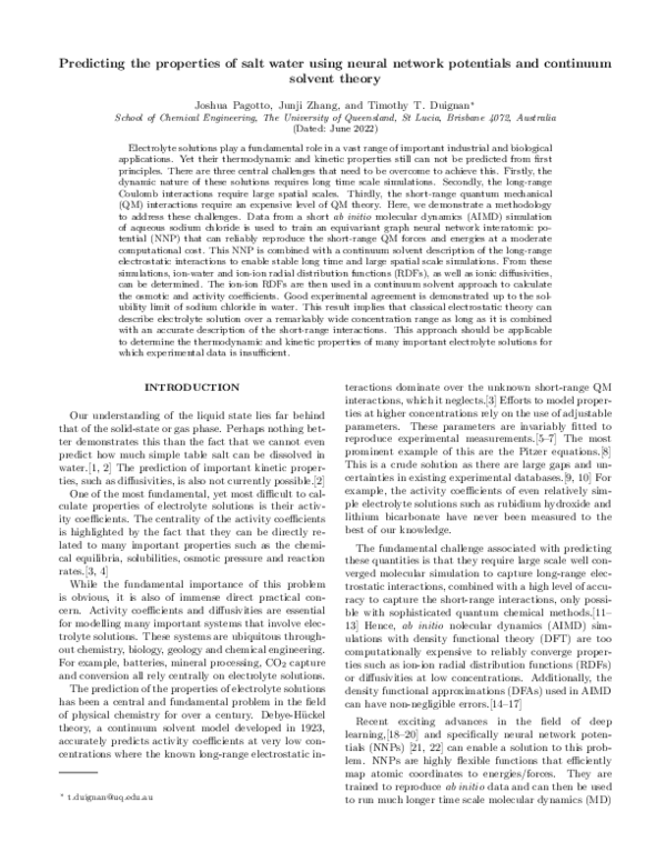 (PDF) Predicting the properties of salt water using neural network potentials and continuum ...